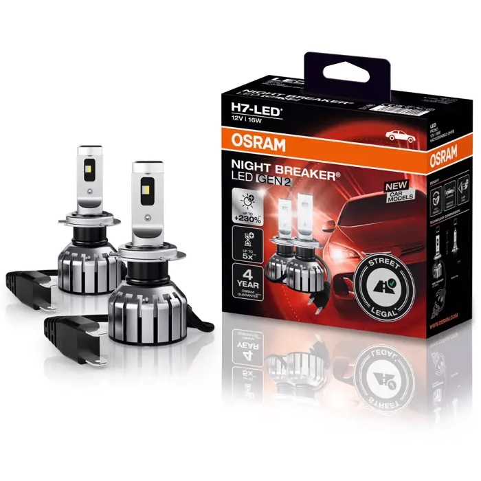 Set 2 becuri LED H7 OSRAM NIGHT BREAKER LED GEN 2 +230%, omologate RAR ...